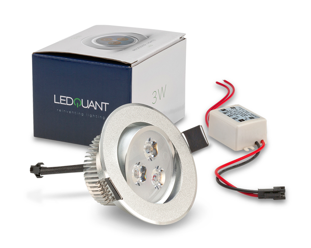 LEDQuant 3 Watt Dimmable Recessed LED Lighting Fixture, Recessed Downl ...